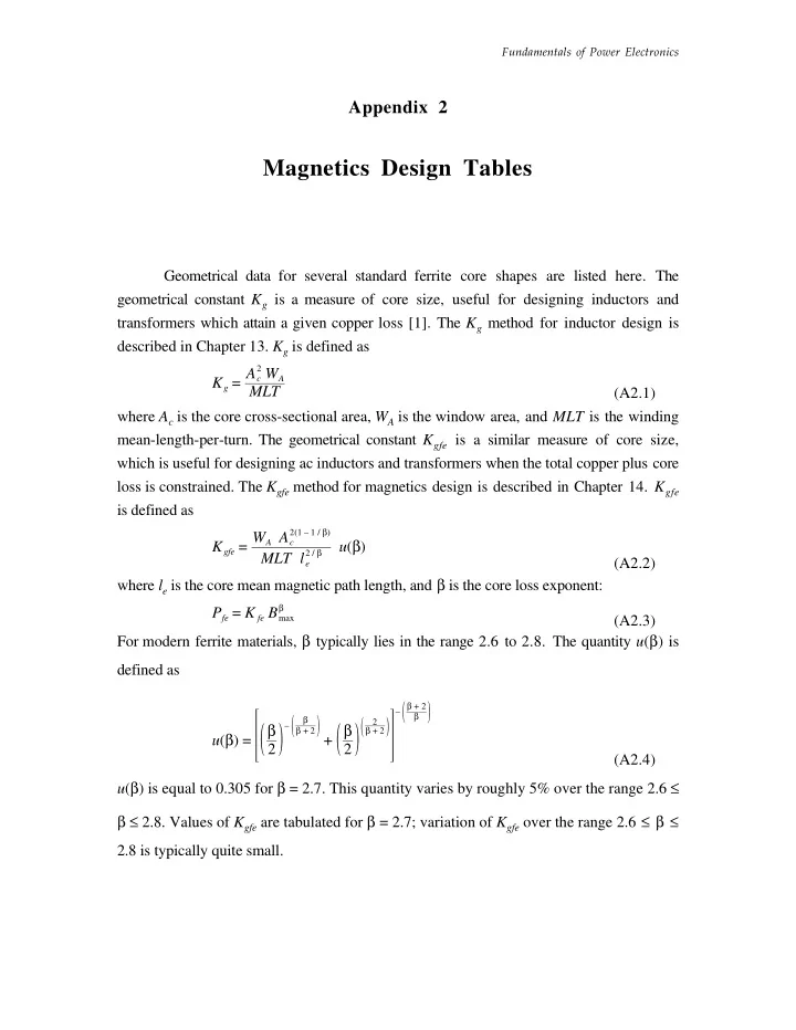 [PDF] - Magnetics Design Tables Geometrical data for several standard PDF Document - 1023938