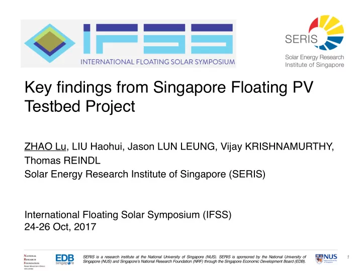 [PPT] - Key findings from Singapore Floating PV Testbed Project ZHAO Lu ...